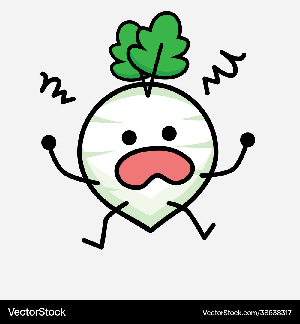 White radish character with cute face and simple Vector Image