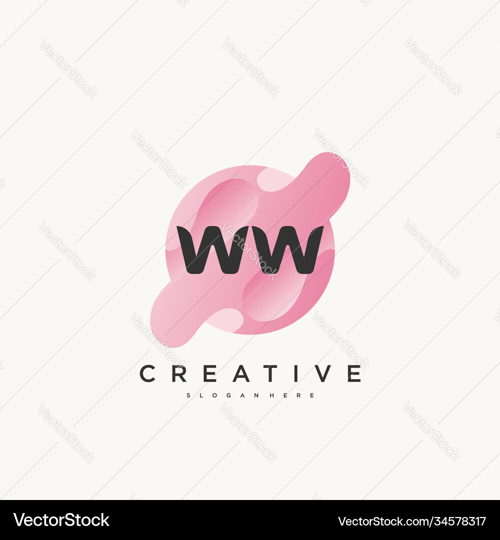 Ww initial letter colorful logo icon design Vector Image