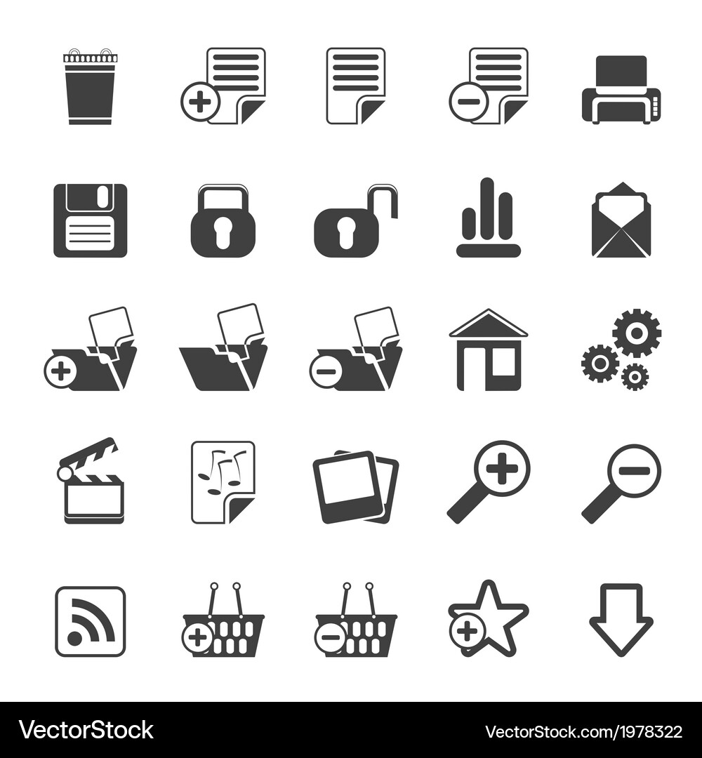 25 simple realistic detailed internet icons Vector Image