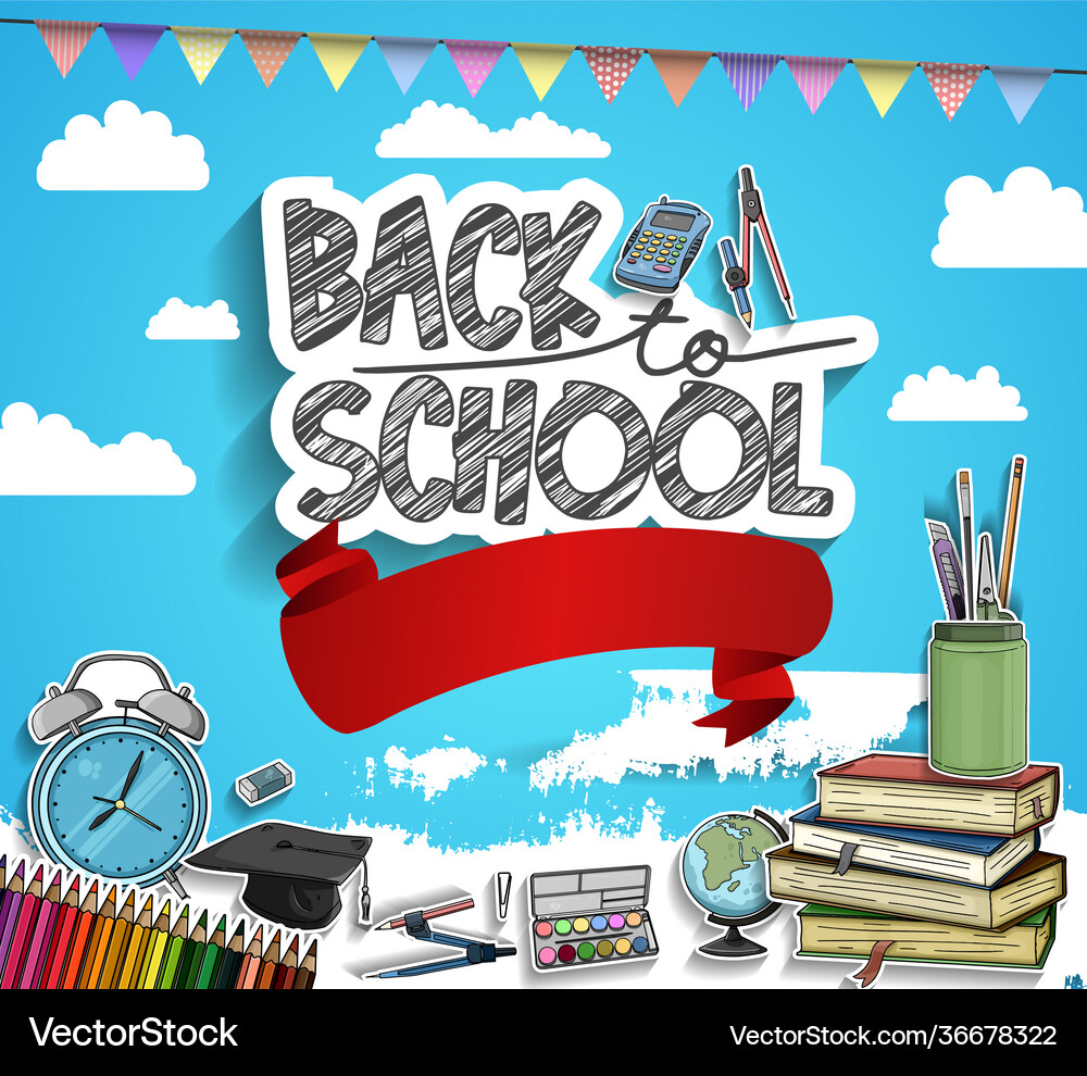 Back to school design with school equipment Vector Image