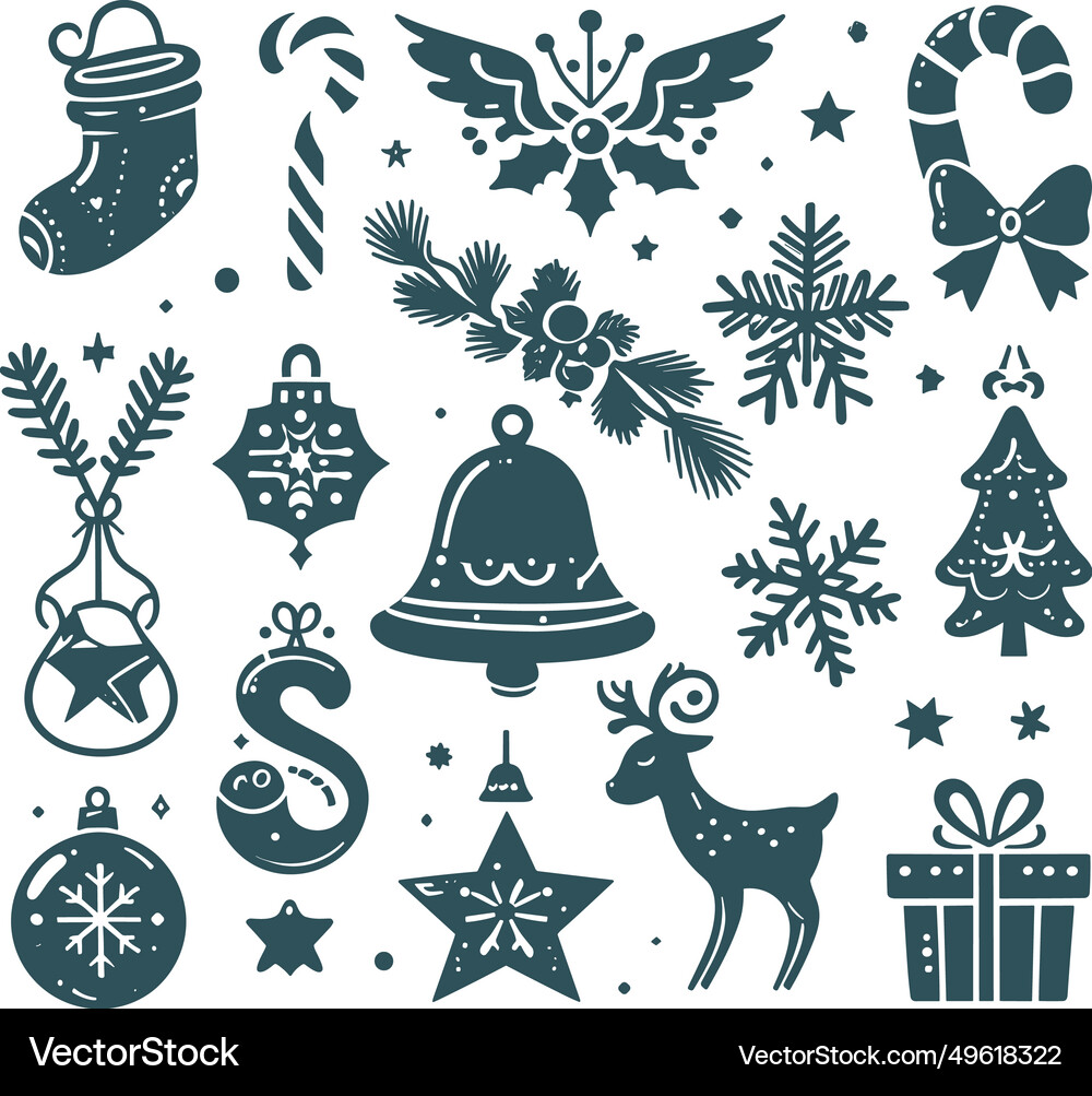 Big sketch christmas symbols Royalty Free Vector Image