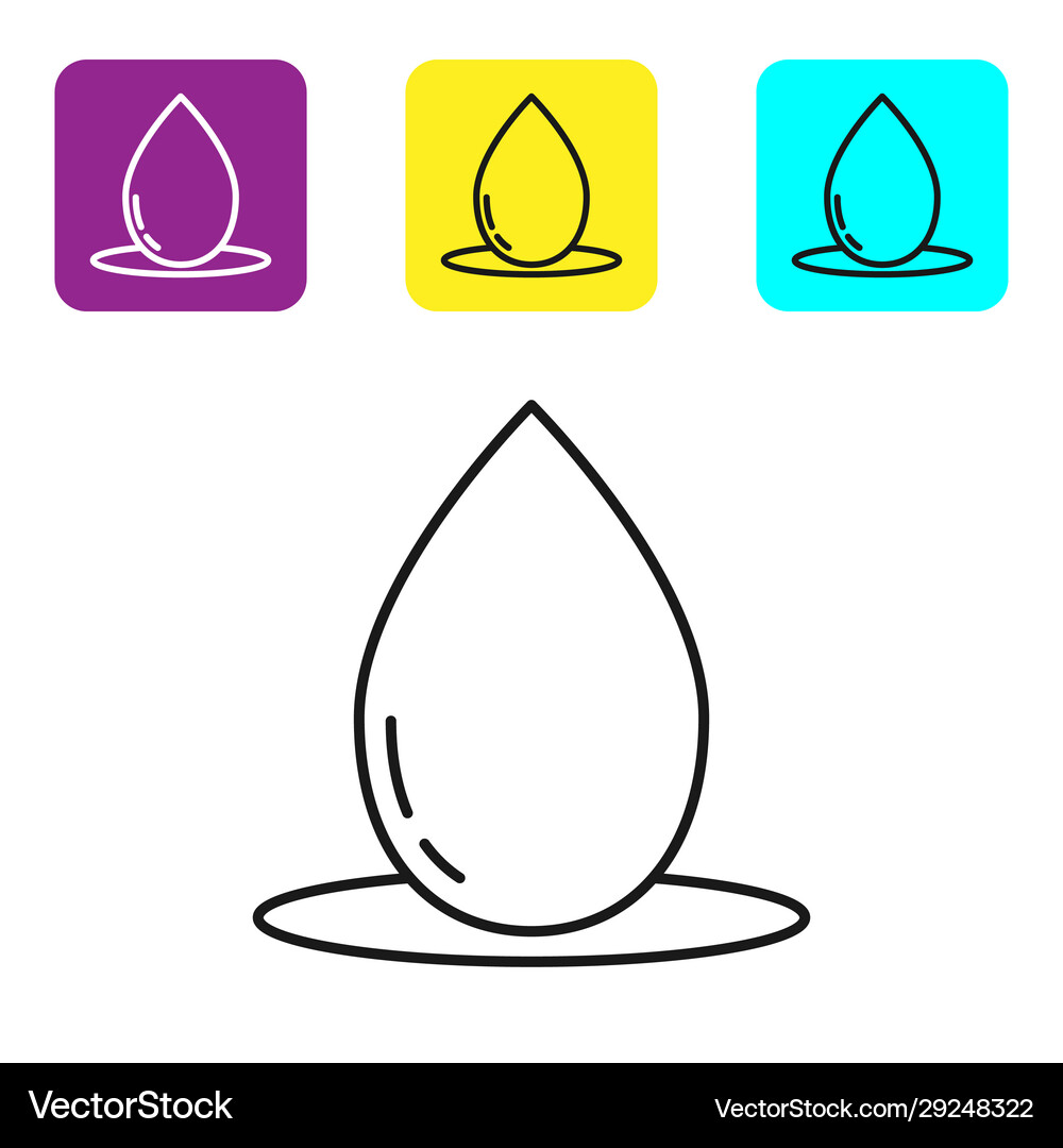 Black line oil drop icon isolated on white Vector Image