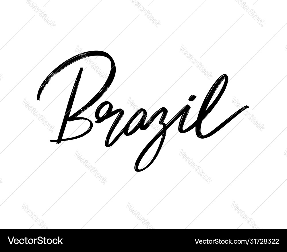 Brazil hand drawn lettering isolated template Vector Image