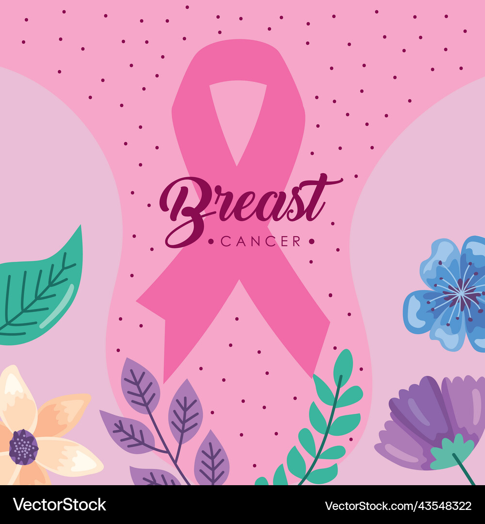 Breast cancer lettering poster Royalty Free Vector Image