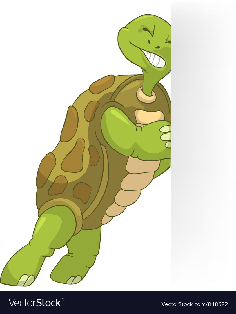 Funny turtle pushing Royalty Free Vector Image