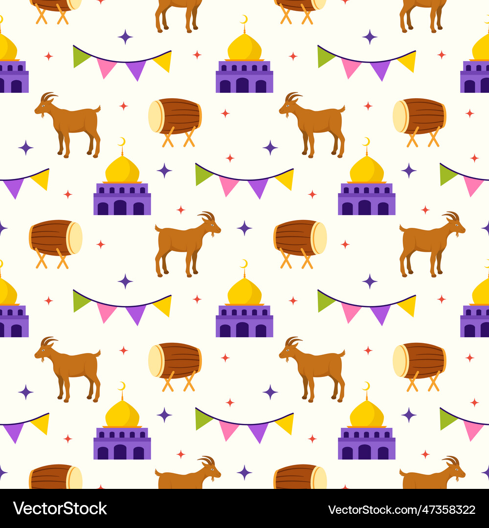 Happy eid al adha mubarak seamless pattern of Vector Image