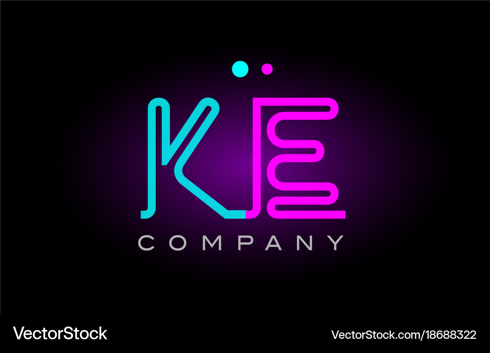Neon lights alphabet ke k e letter logo icon Vector Image