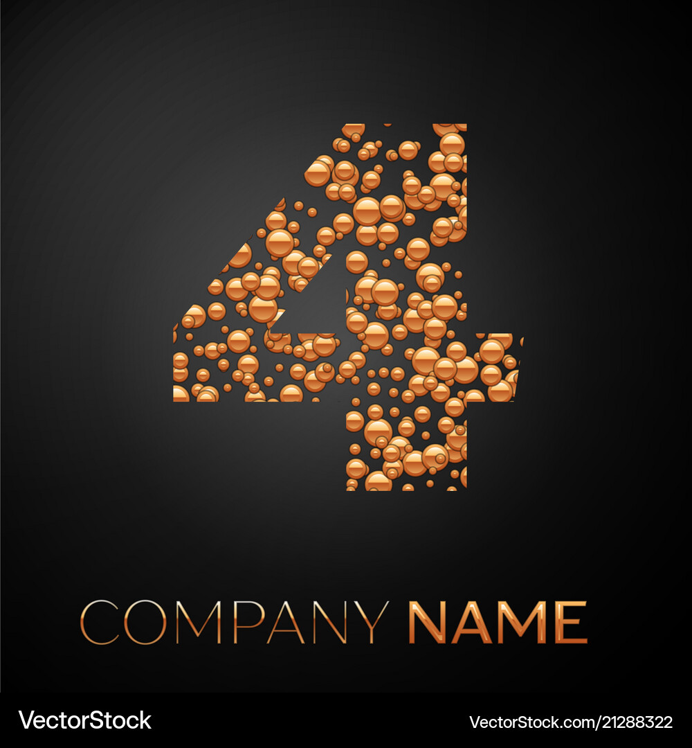 Number four logo gold dots alphabet logotype Vector Image