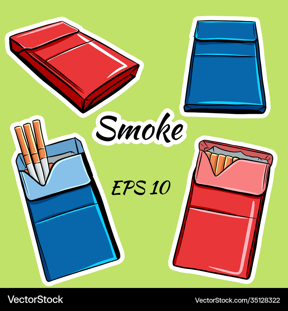 Packs cigarettes in cartoon style Royalty Free Vector Image