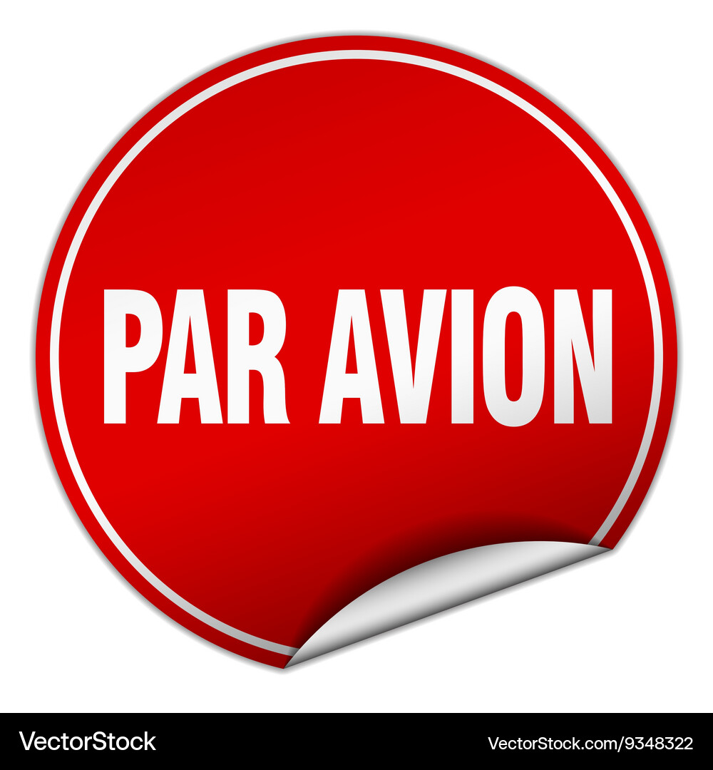 Par avion round red sticker isolated on white Vector Image