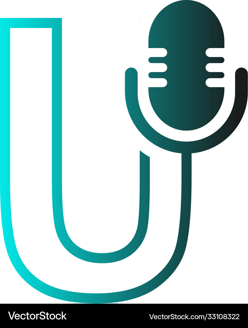 Podcast mic font letter design concept Royalty Free Vector