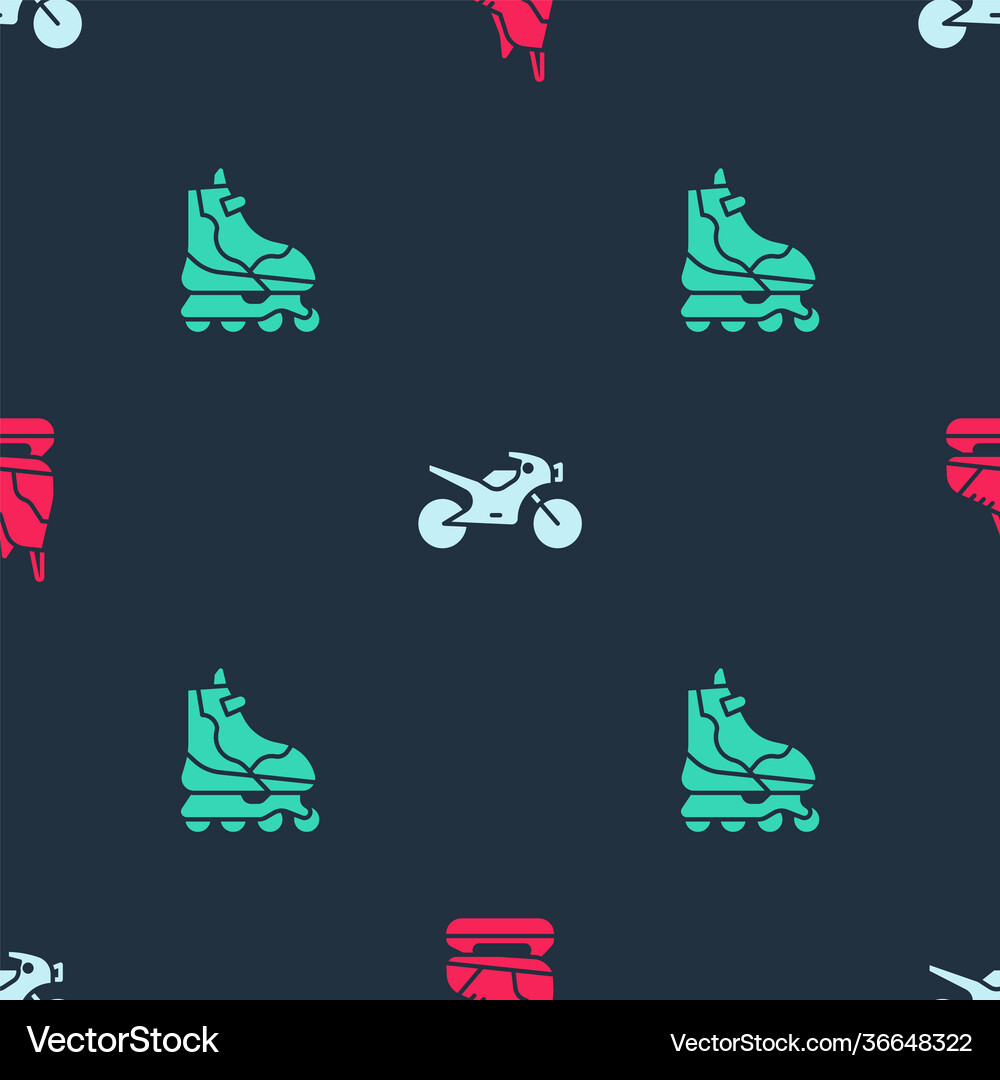 Set skates motorcycle and roller skate Royalty Free Vector