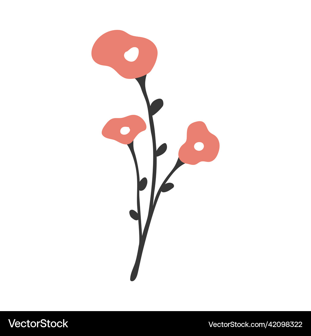 Simple minimalist red flower isolated on a white Vector Image
