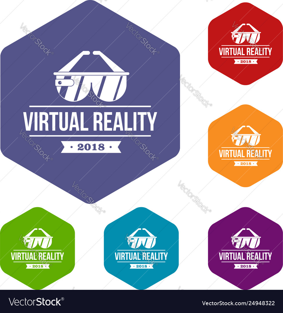 Virtual reality icons hexahedron Royalty Free Vector Image