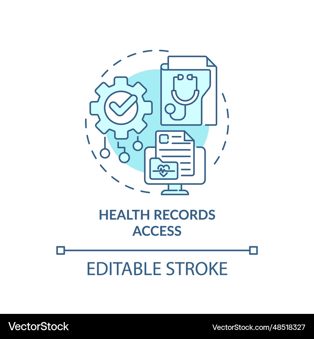 2d thin line blue icon health records access Vector Image
