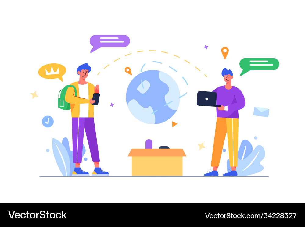 Courier delivering valuable parcel to customer Vector Image