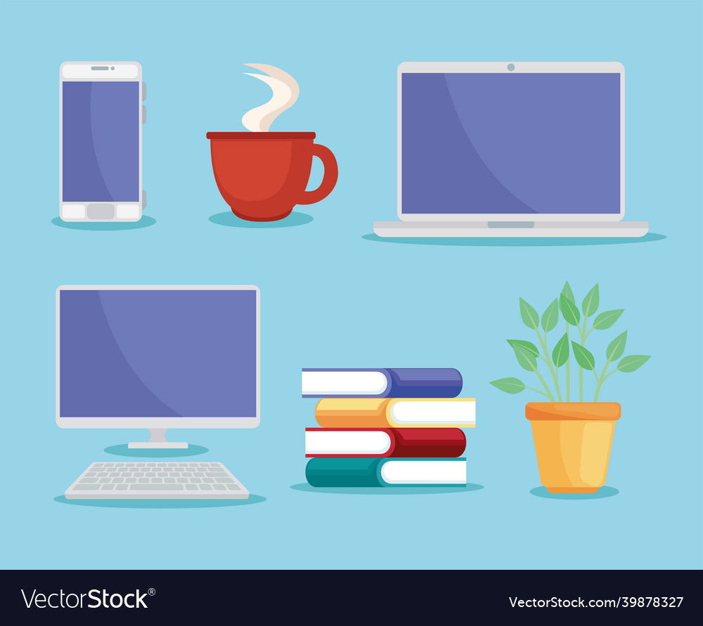 Devices communication and objects Royalty Free Vector Image