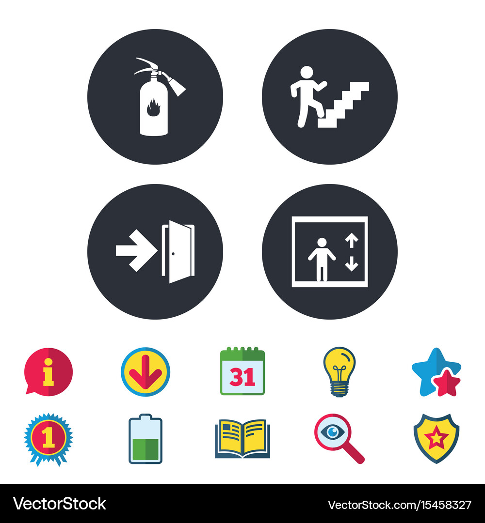 Emergency exit icons door with arrow sign Vector Image