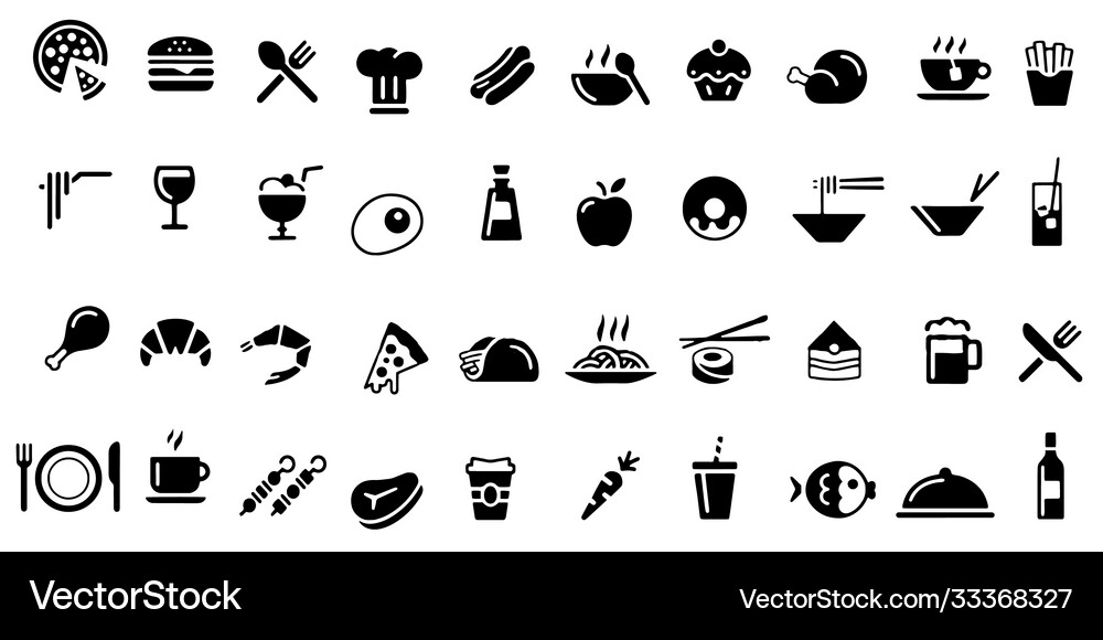 Food icons white background Royalty Free Vector Image