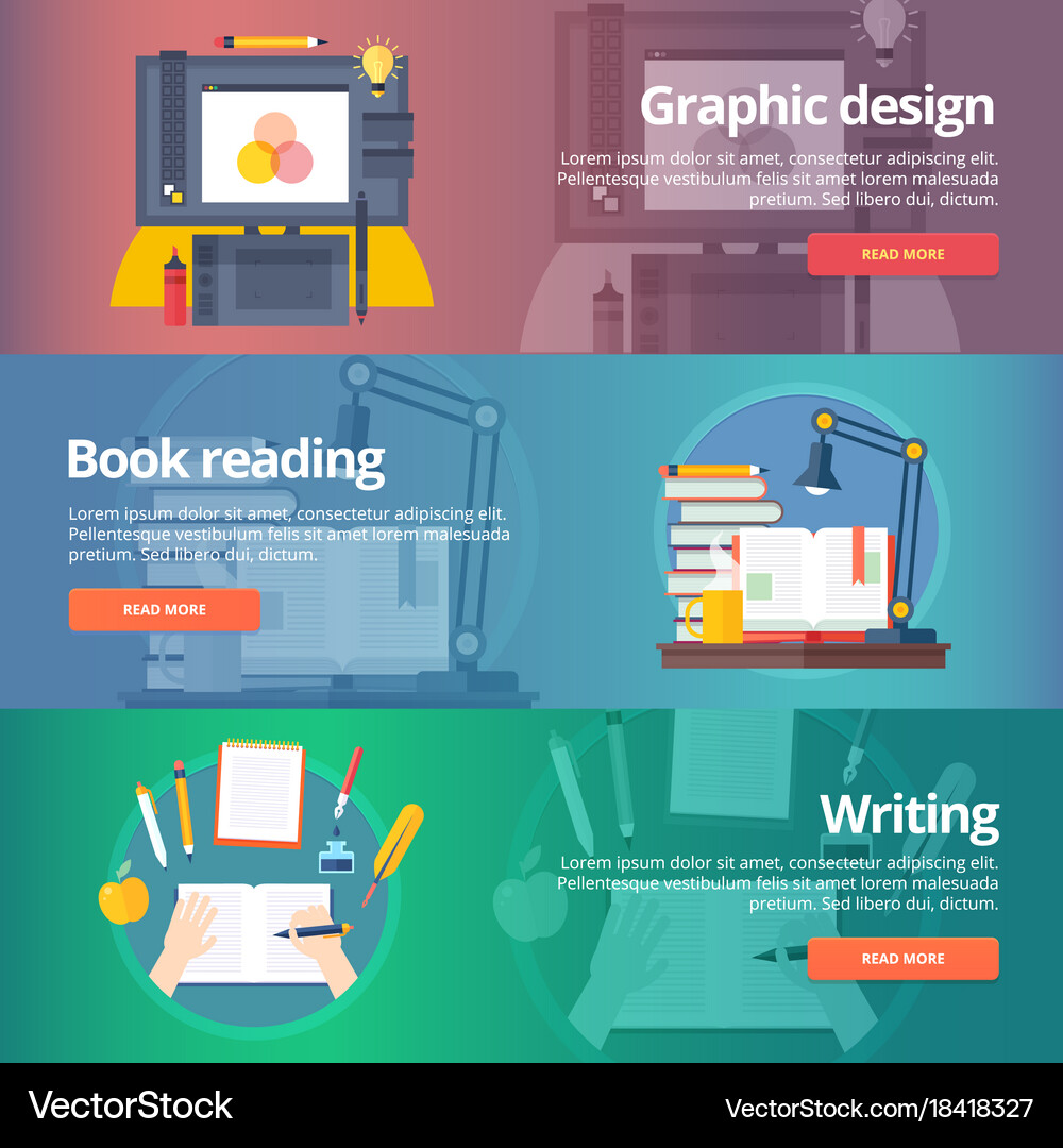 Graphic design digital painting book reading Vector Image