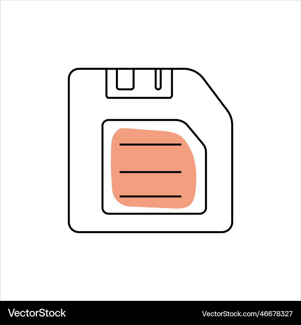 Hand drawn of floppy disk 90s Royalty Free Vector Image