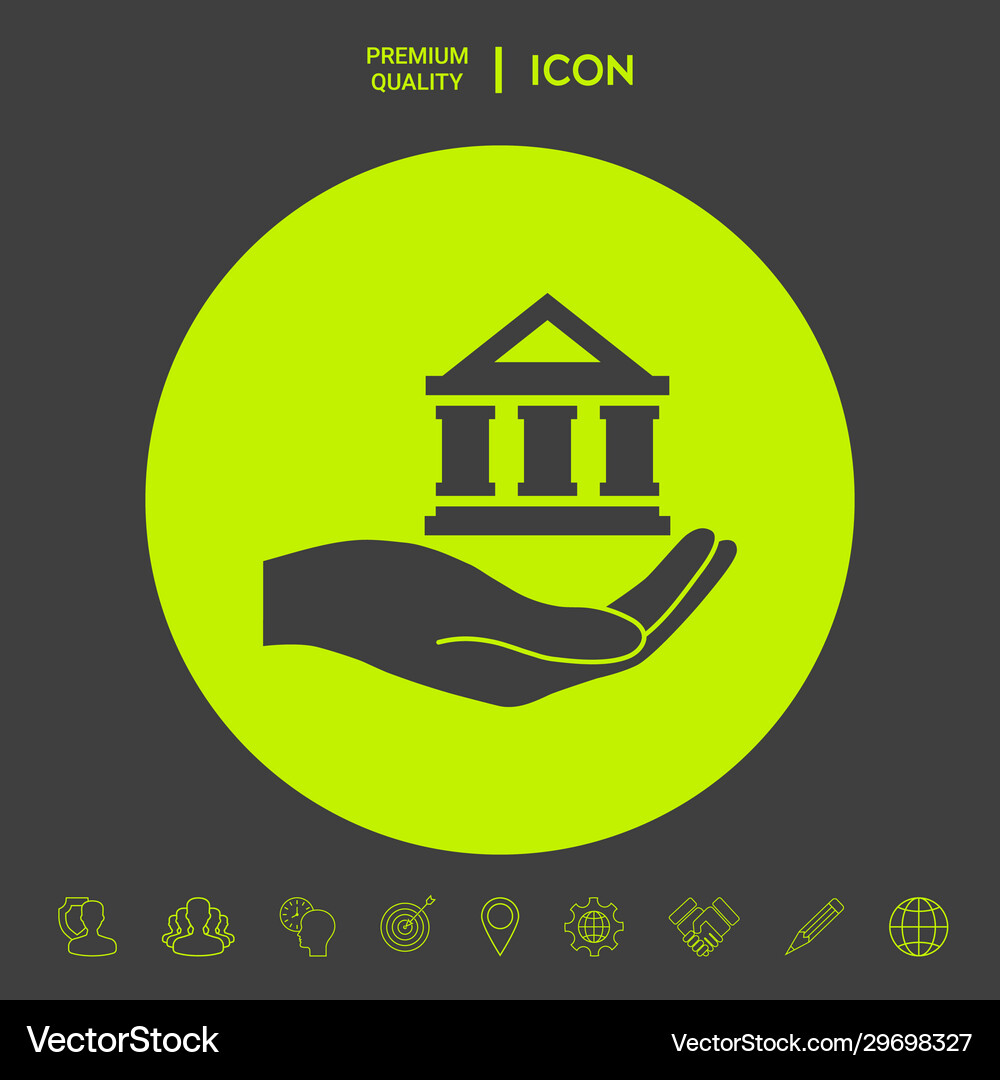 Hand holding bank graphic elements for your design