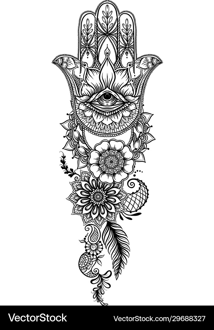 Ornate hand drawn hamsa Royalty Free Vector Image