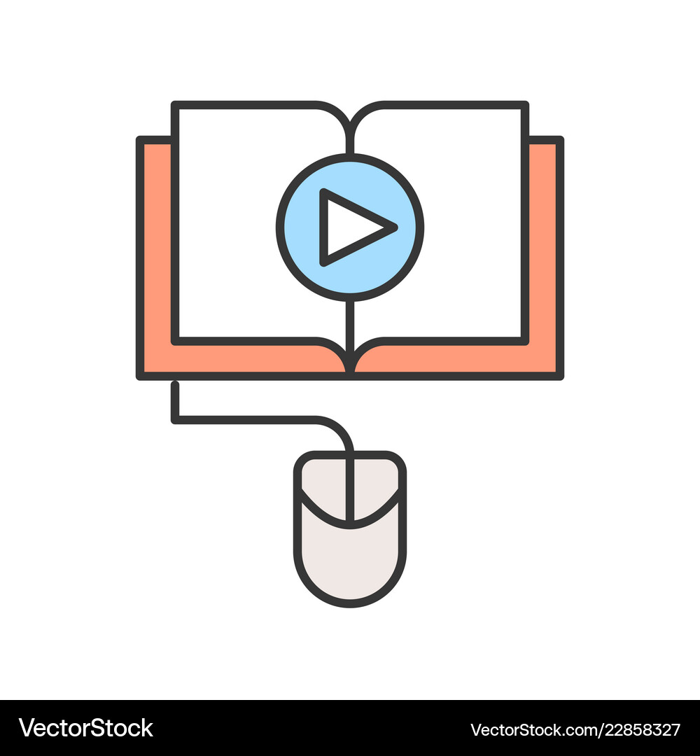 Play button on book online education icon concept Vector Image