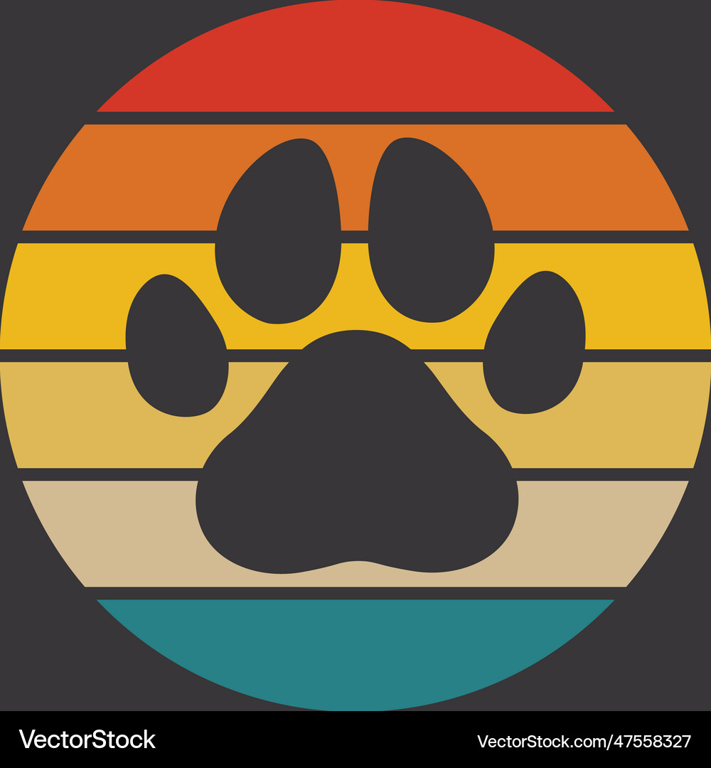 Retro sun dog paw Royalty Free Vector Image - VectorStock