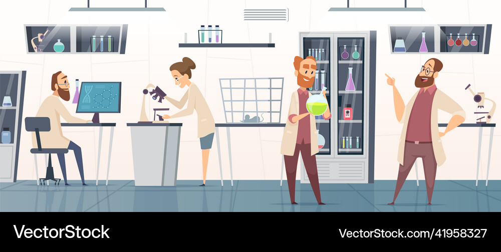 Scientific laboratory interior modern chemical Vector Image