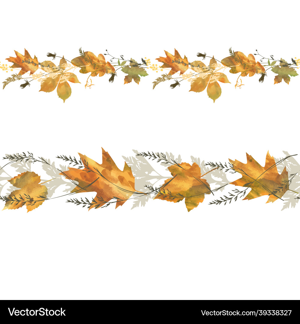 Seamless border with autumn leaves Royalty Free Vector Image