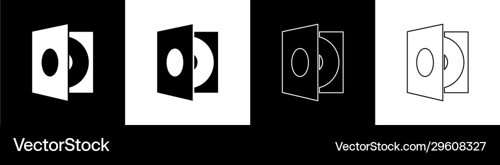 Set vinyl player with a vinyl disk icon isolated Vector Image