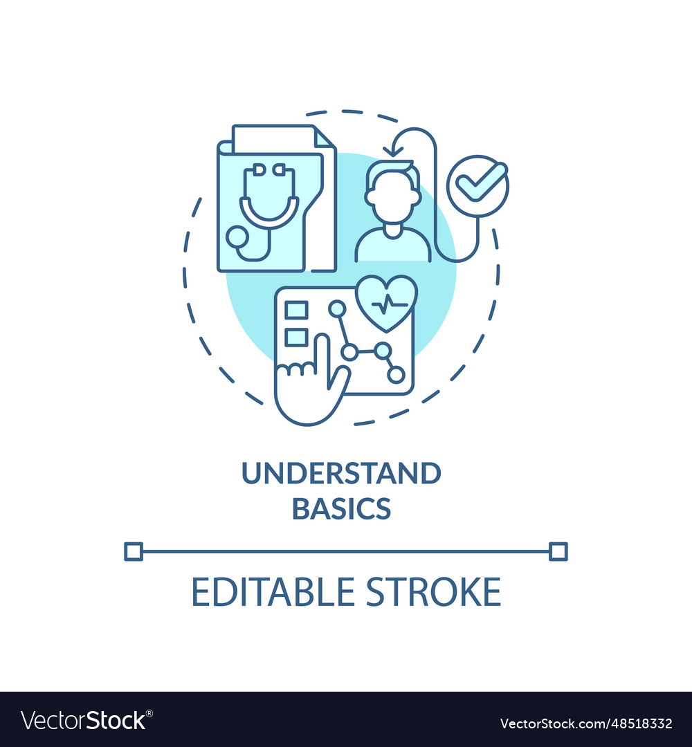 2d thin line blue icon understand basics concept Vector Image