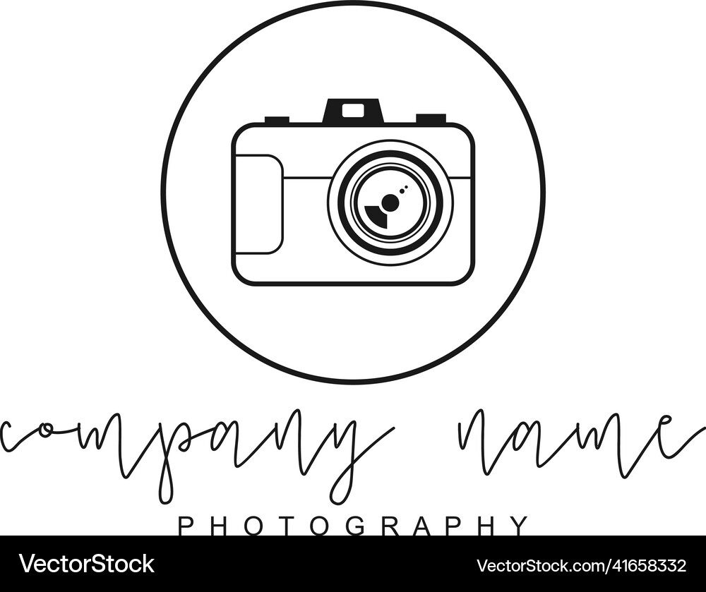 Amazing camera in line art logo design abstract Vector Image