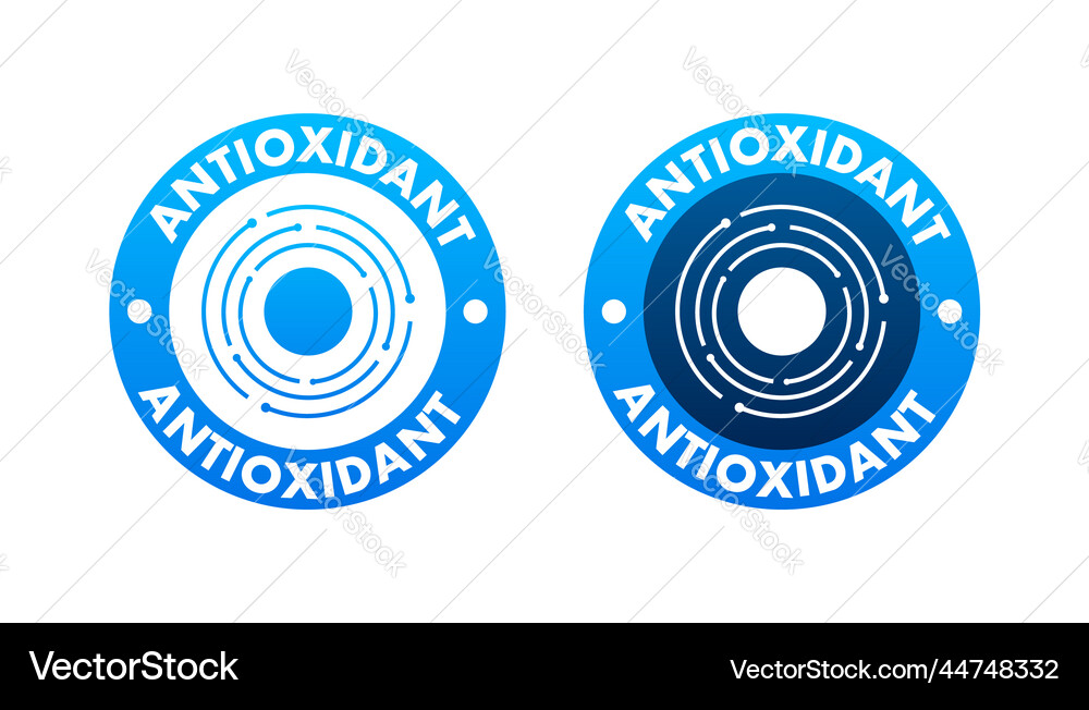 Antioxidant blue sign label stock Royalty Free Vector Image