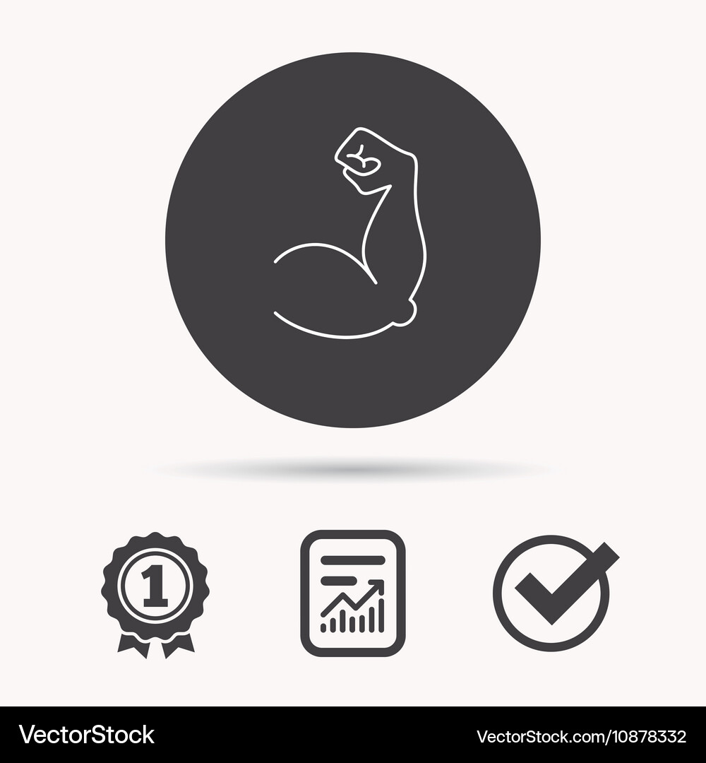 Biceps muscle icon bodybuilder strong arm sign Vector Image