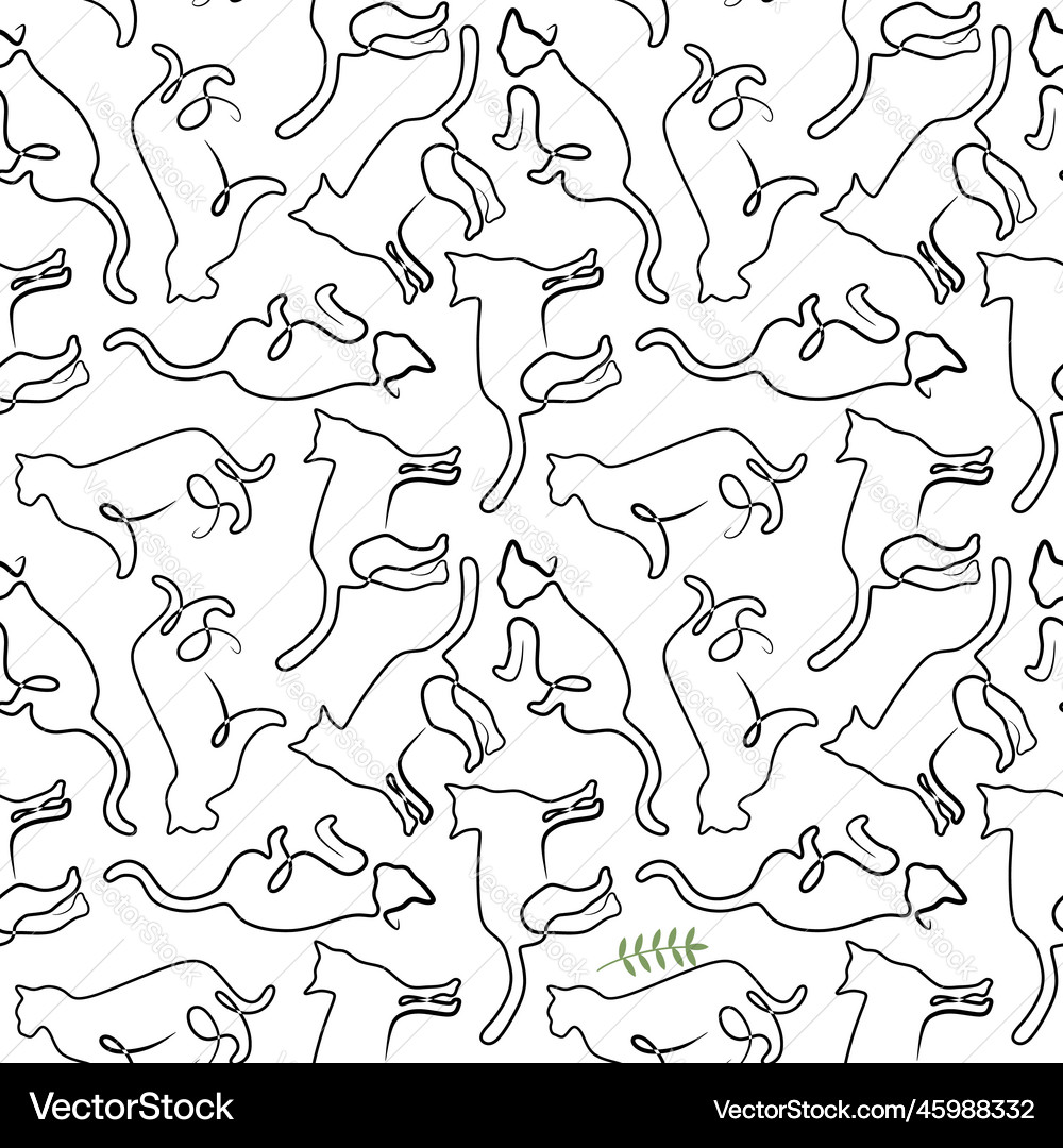Continuous one single line of abstract cute cat Vector Image