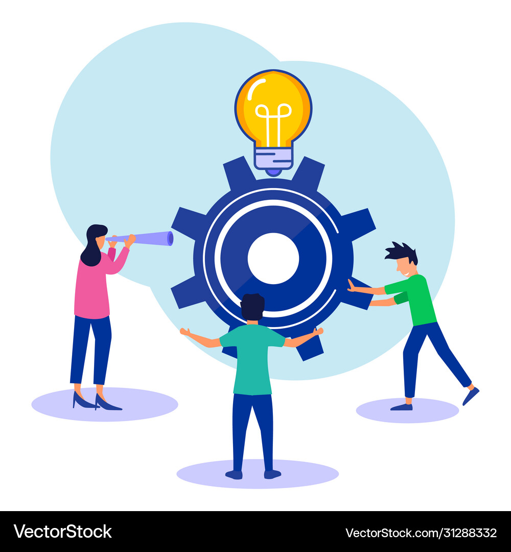 Flat business people are involved in teamwork Vector Image