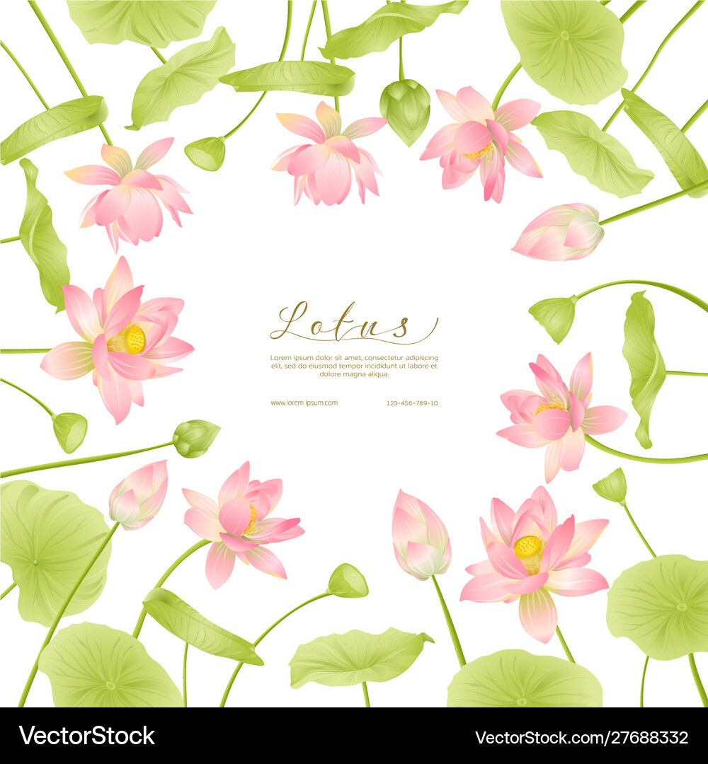 Lotus flowers template for wedding invitation Vector Image