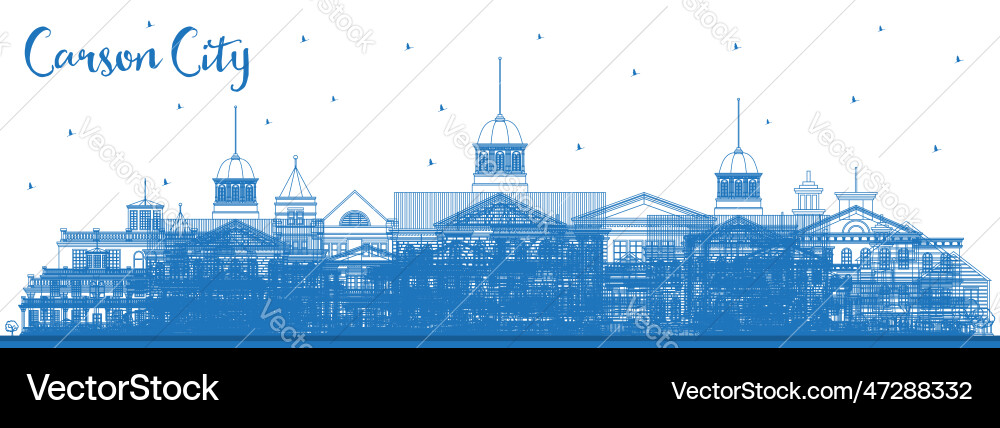 Outline carson city nevada skyline with blue Vector Image