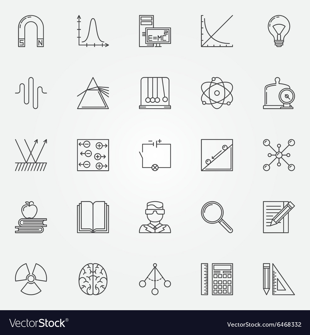 Physics icons set Royalty Free Vector Image - VectorStock