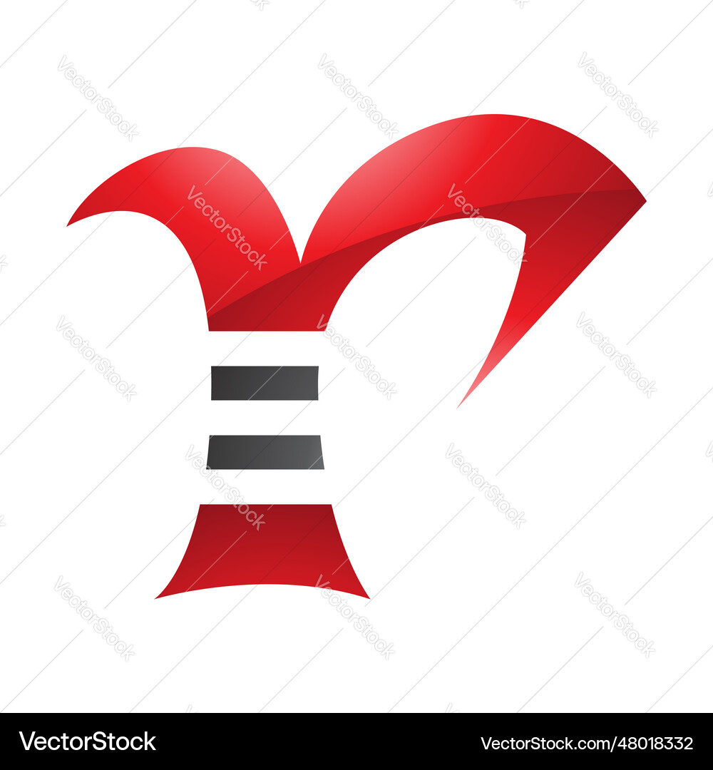 Red and black glossy striped letter r icon Vector Image