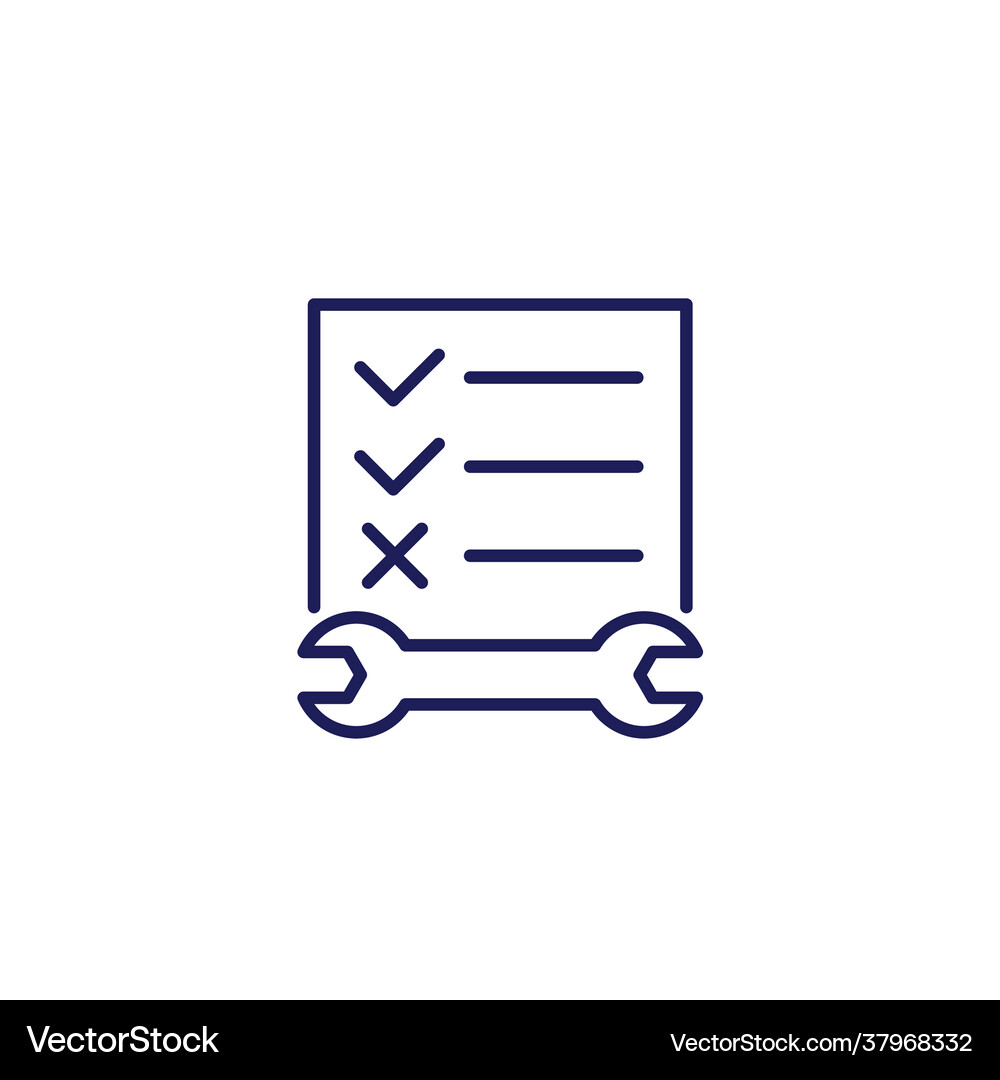 Service list icon with wrench line Royalty Free Vector Image