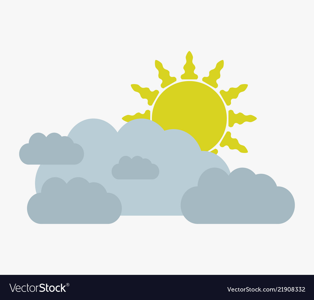Sun icon with cloud Royalty Free Vector Image - VectorStock