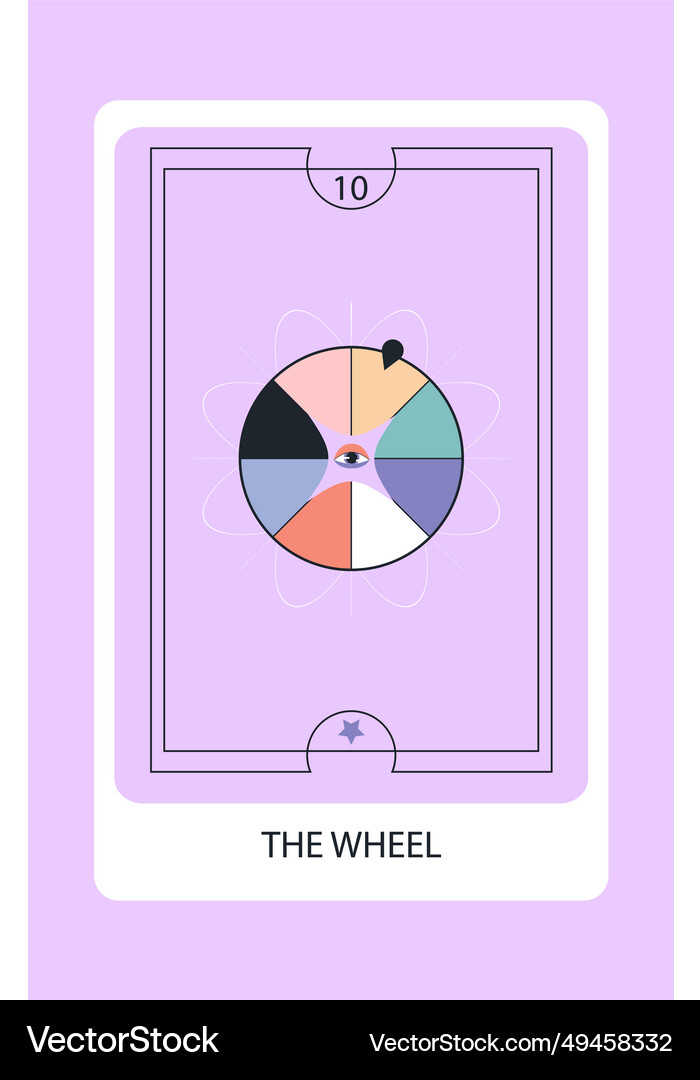 Tarot card major the wheel hand drawn Royalty Free Vector
