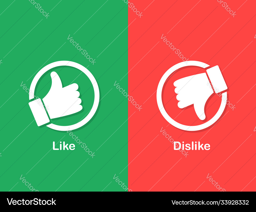 Thumbs up and down icon white like dislike Vector Image