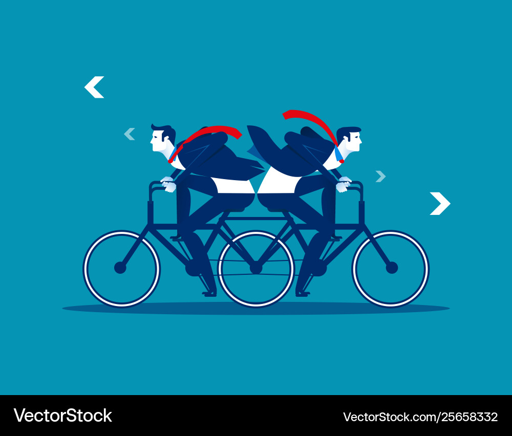 Two business person riding same bike Royalty Free Vector