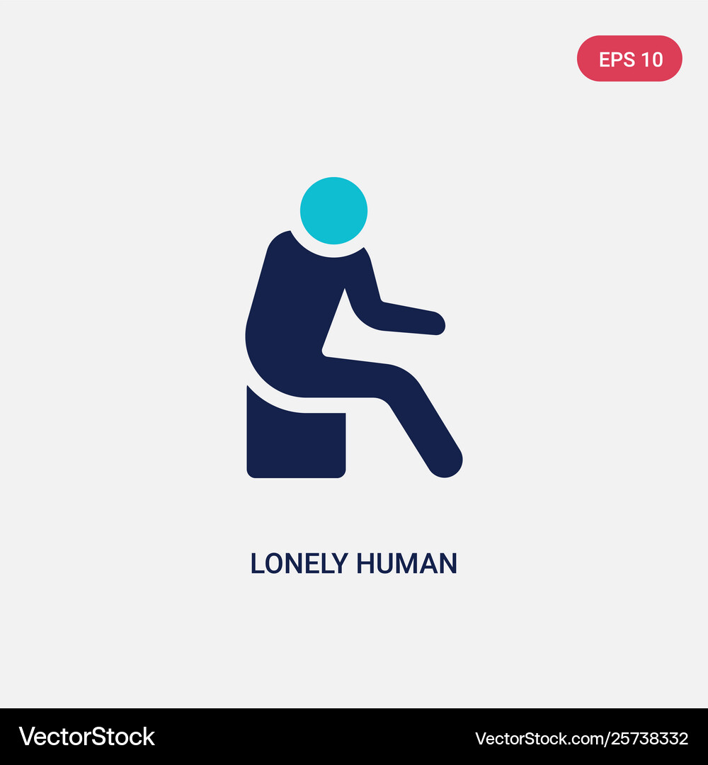 Two color lonely human icon from feelings concept Vector Image