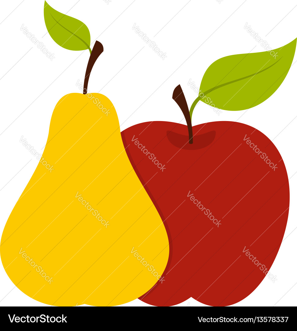 Apple and pear icon flat style Royalty Free Vector Image