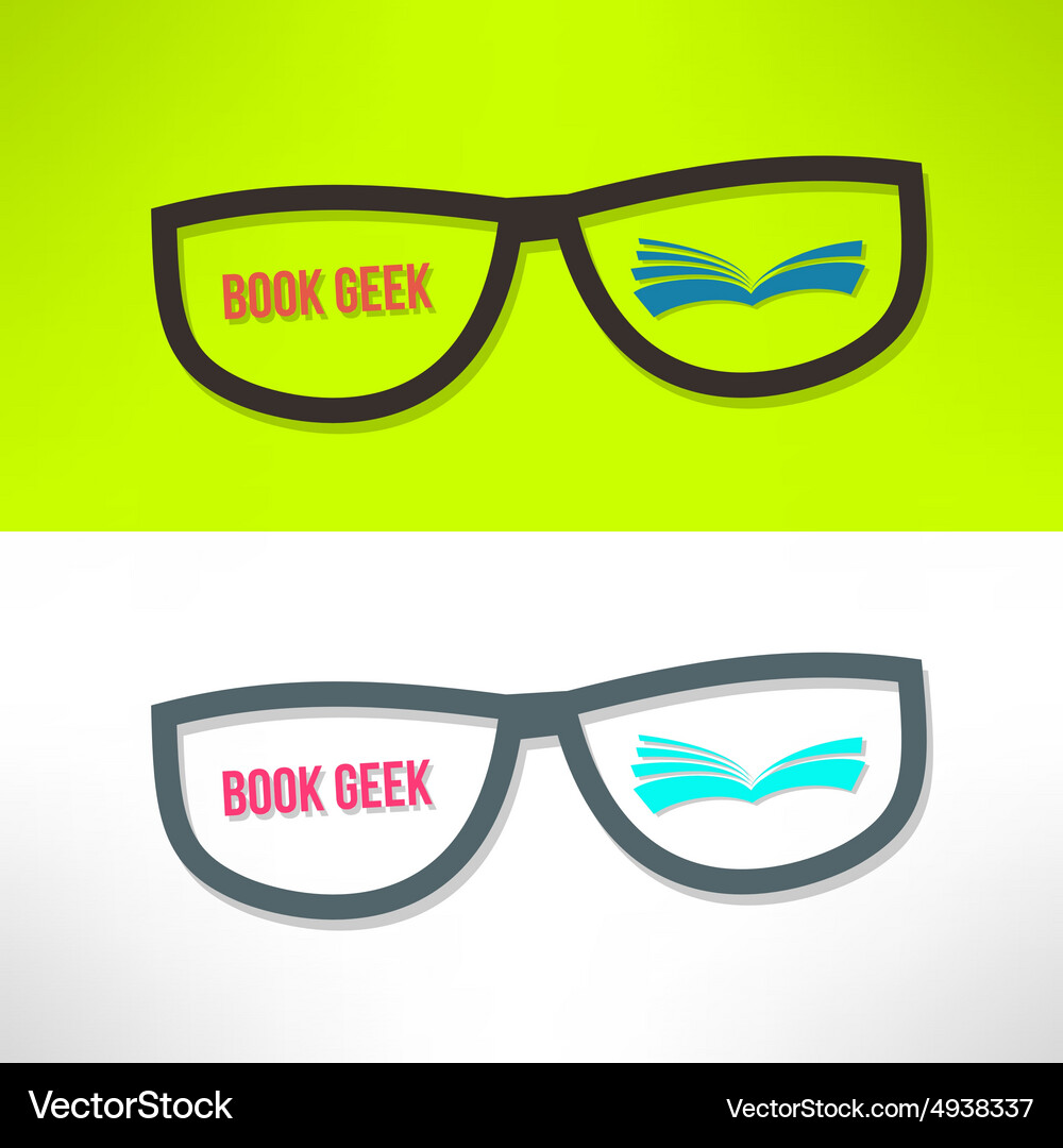 Book geek idea with glasses and Royalty Free Vector Image